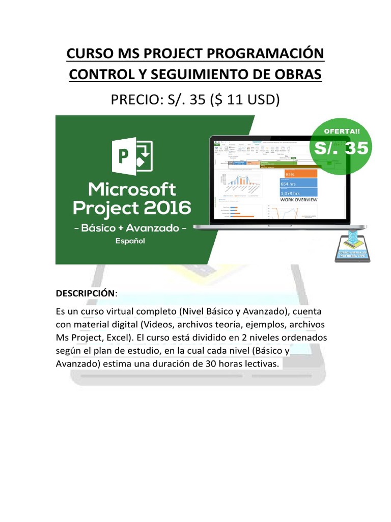 Temario-Ms Project 2016 | PDF | Gestión de proyectos | Microsoft
