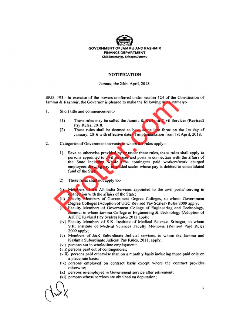 JK Govt 7th CPC Order Download | PDF | Civil Service | Government