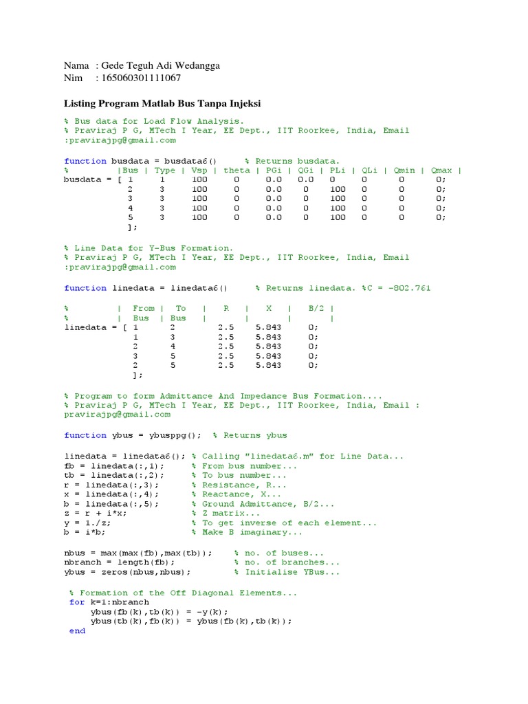Contoh Program Matlab Gauss Seidel | PDF | Ac Power | Force