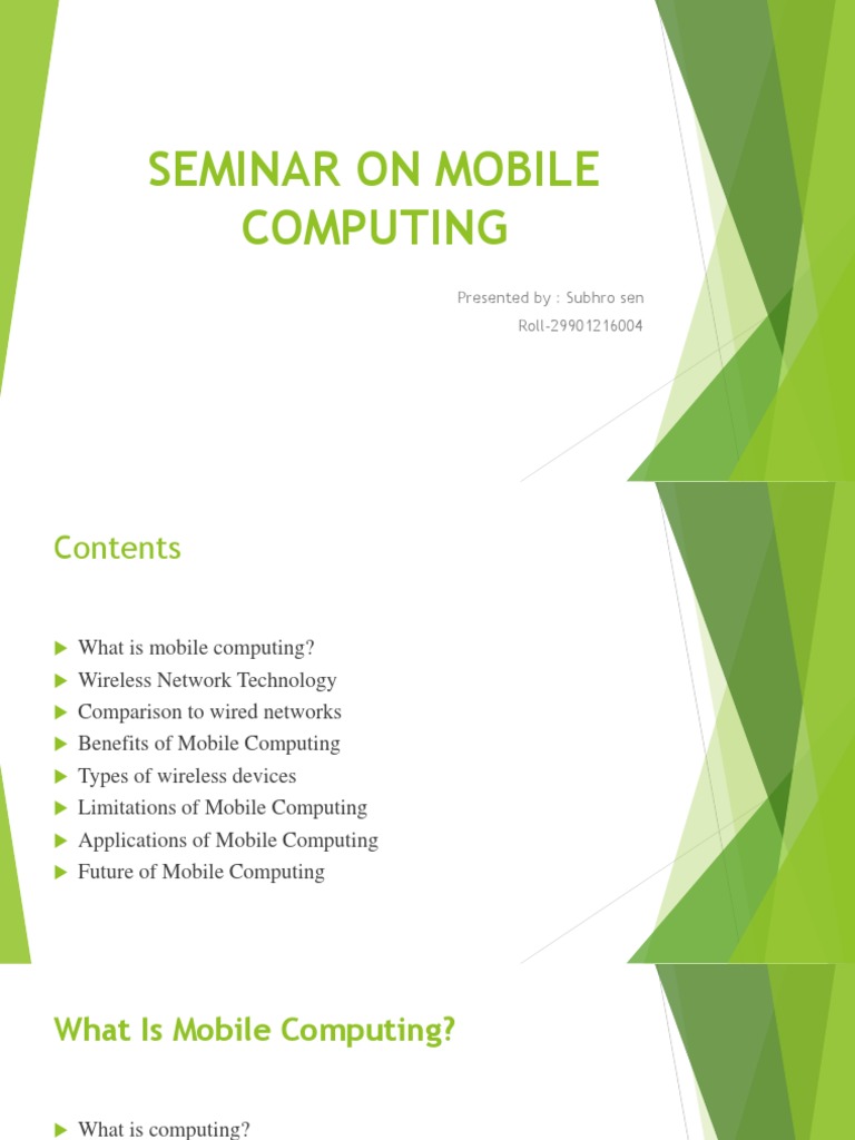 Seminar On Mobile Computing | PDF | Mobile Computing | Mobile Phones