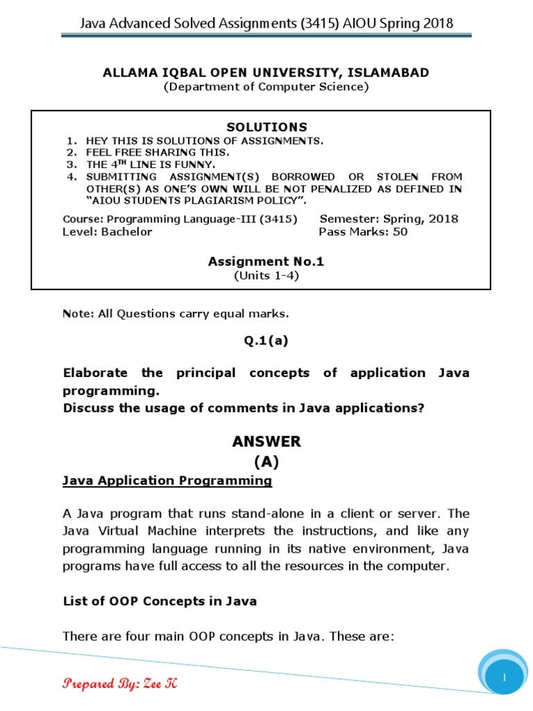 Java 3415 Both Assignments Pdf Inheritance Object Oriented Programming Class Computer