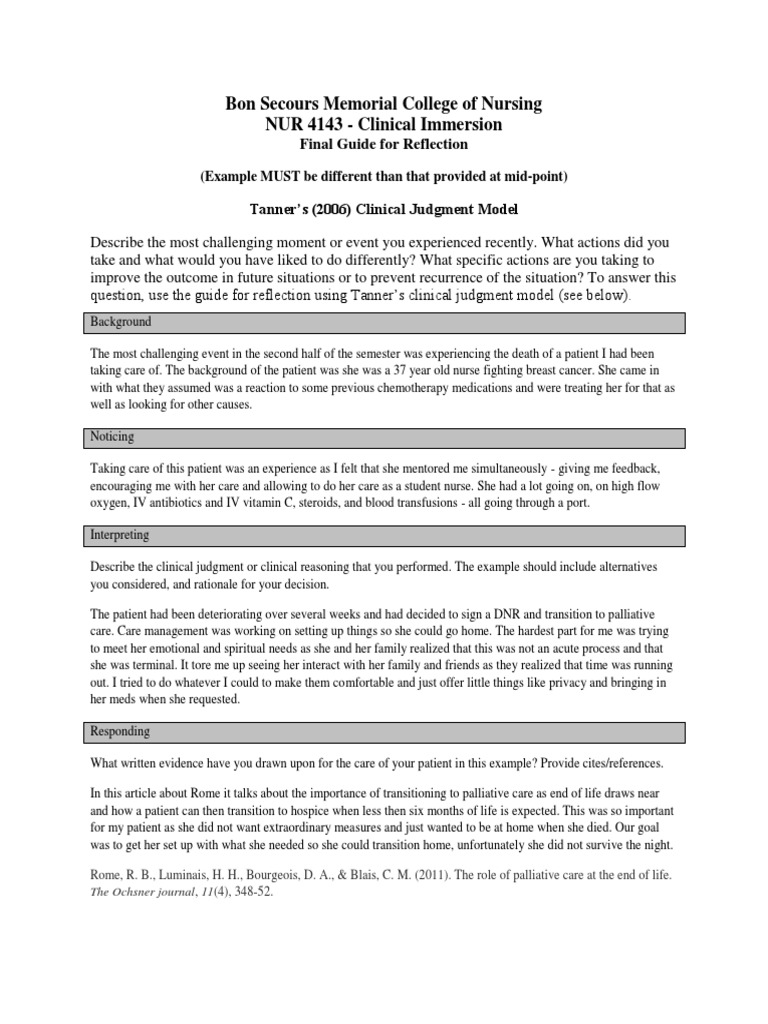 Final Reflective Journal 2019 1 | PDF | Palliative Care | End Of Life Care