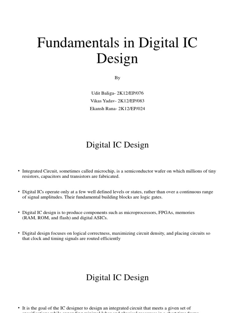 Fundamentals In Digital Ic Design Pdf Logic Gate Integrated Circuit
