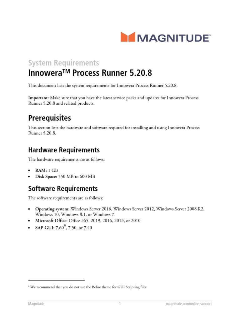 Process Runner System Requirements | PDF | Desktop Virtualization ...