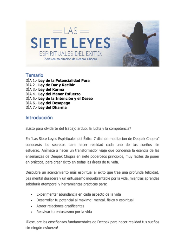 Las 7 Leyes Espirituales Del Éxito Pdf Meditación Amor