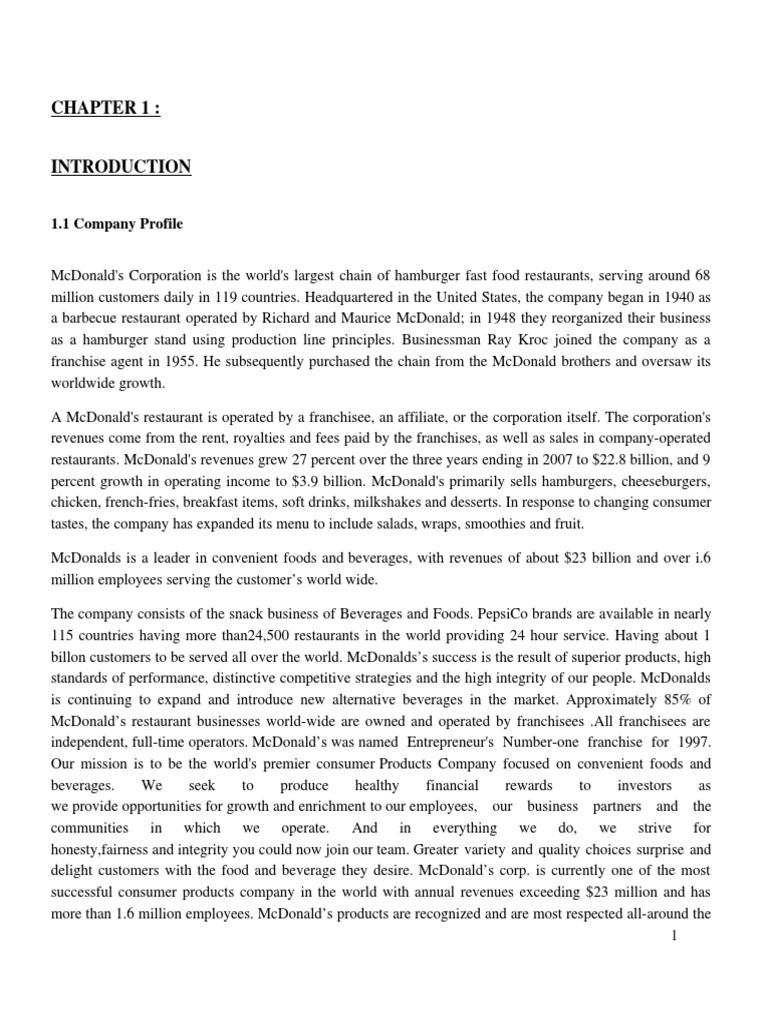 Proper A Study of Mcdonald's Corporation | PDF | Mc Donald's | Fast ...