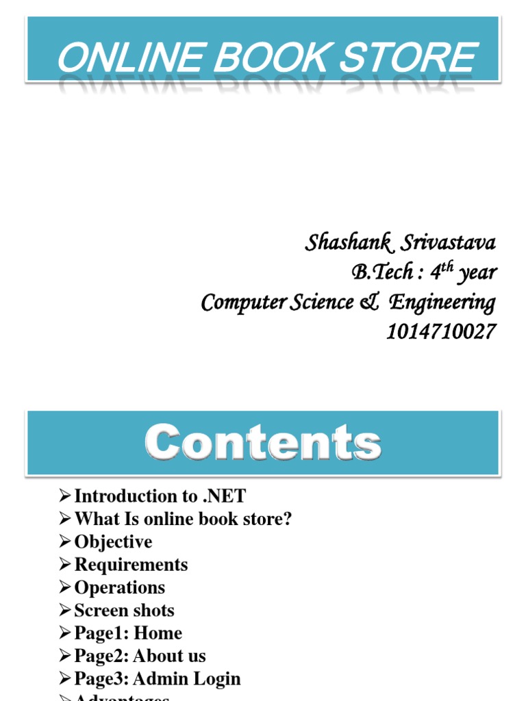 Online Book Store: Shashank Srivastava B.Tech: 4 Year Computer Science & Engineering 1014710027 ...