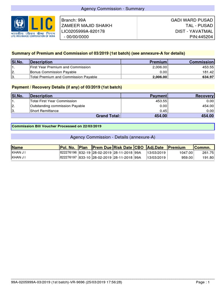 Commission Bill | PDF