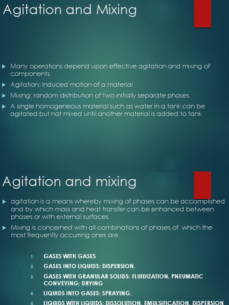Agitation and Mixing Techniques Explained | PDF | Propeller | Liquids
