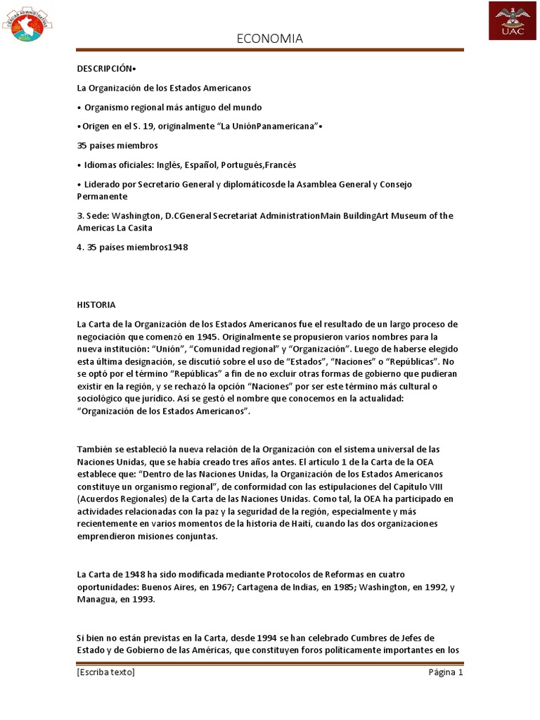 Historia Oea | PDF | Américas | Naciones Unidas