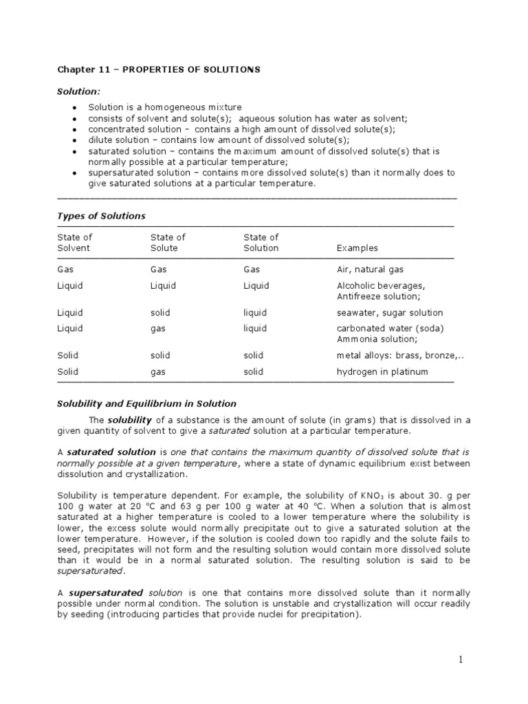 Solution:: Chapter 11 - Properties of Solutions | PDF | Solubility ...