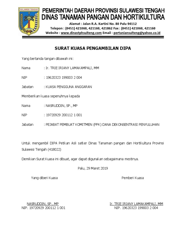 Surat Kuasa Pengambilan Dipa | PDF