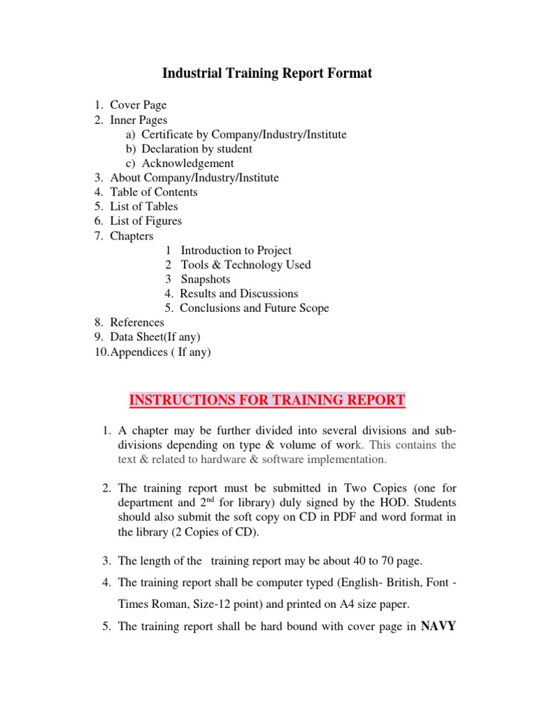 Industrial Training Report Format | PDF | Times New Roman | Engineering
