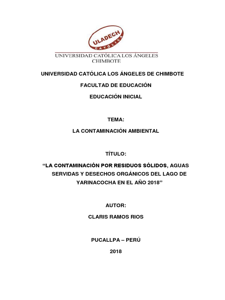 Proyecto de Contaminacion | Contaminación | La contaminación del agua