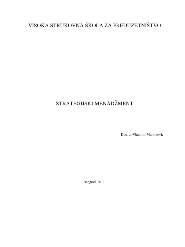 SKRIPTA-Strategijski Menadzment PDF | PDF