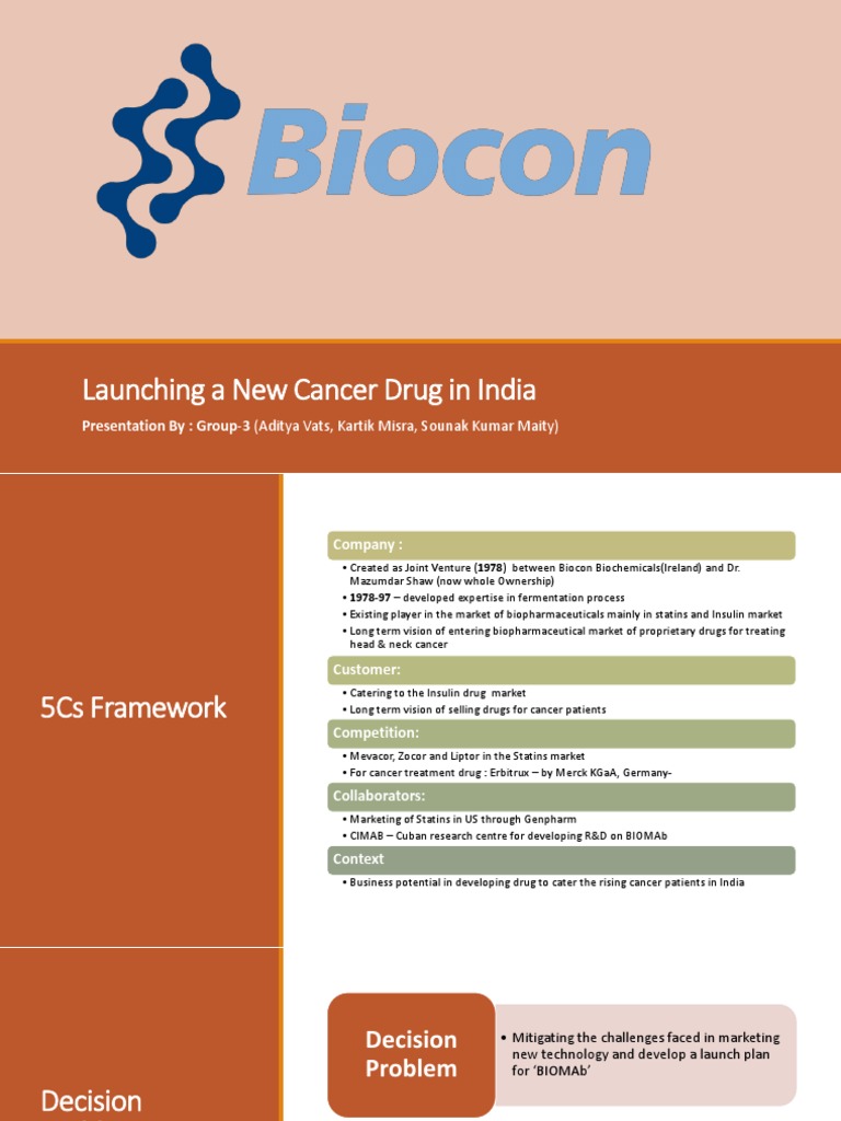 GROUP 3 - Biocon Presentation | PDF | Pharmacy | Medicine