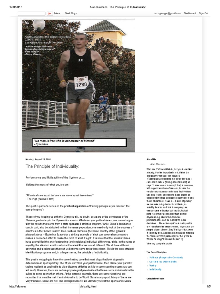 Alan Couzens - The Principle of Individuality | PDF | Aerobic Exercise ...