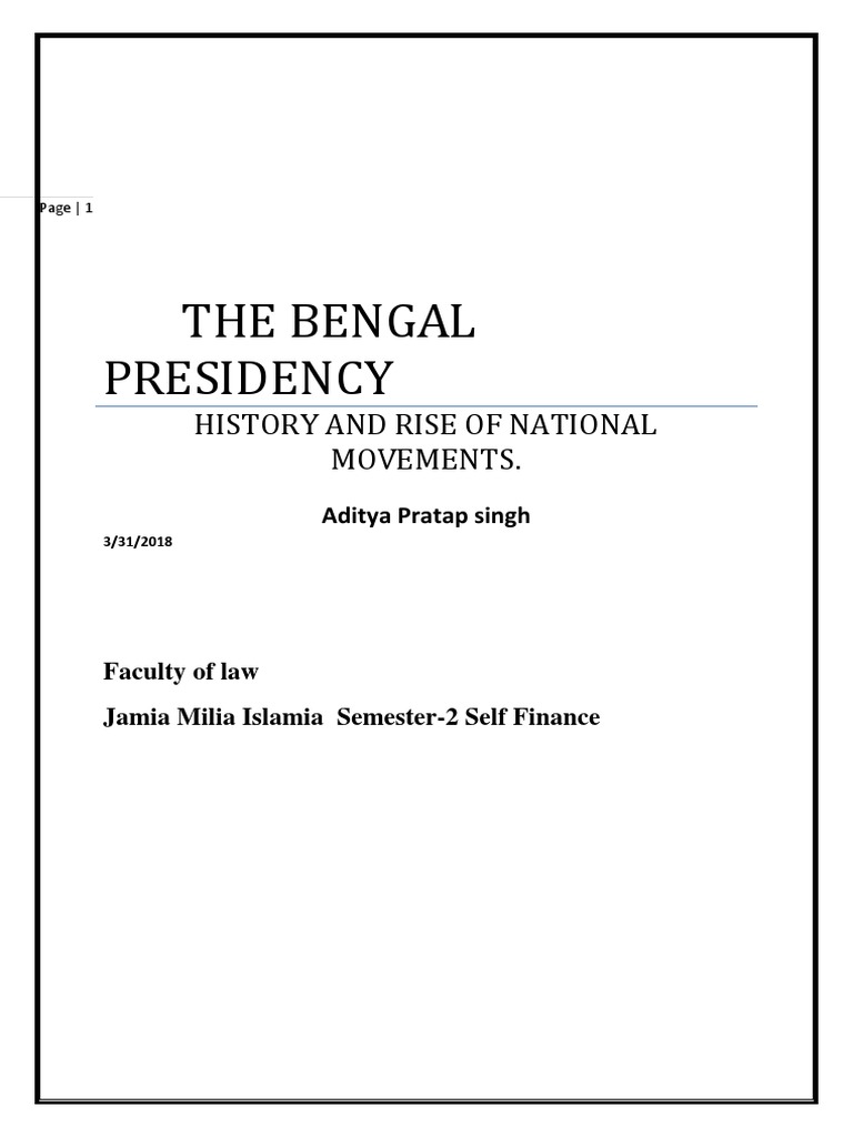 The Bengal Presidency: History and Rise of National Movements | PDF ...
