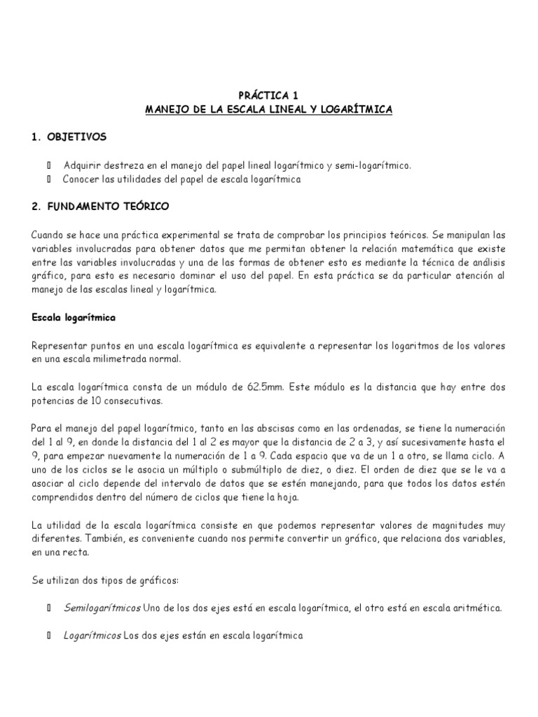 Practica 1 Manejo de Escala Logaritmica | PDF | Logaritmo | Sistema de ...