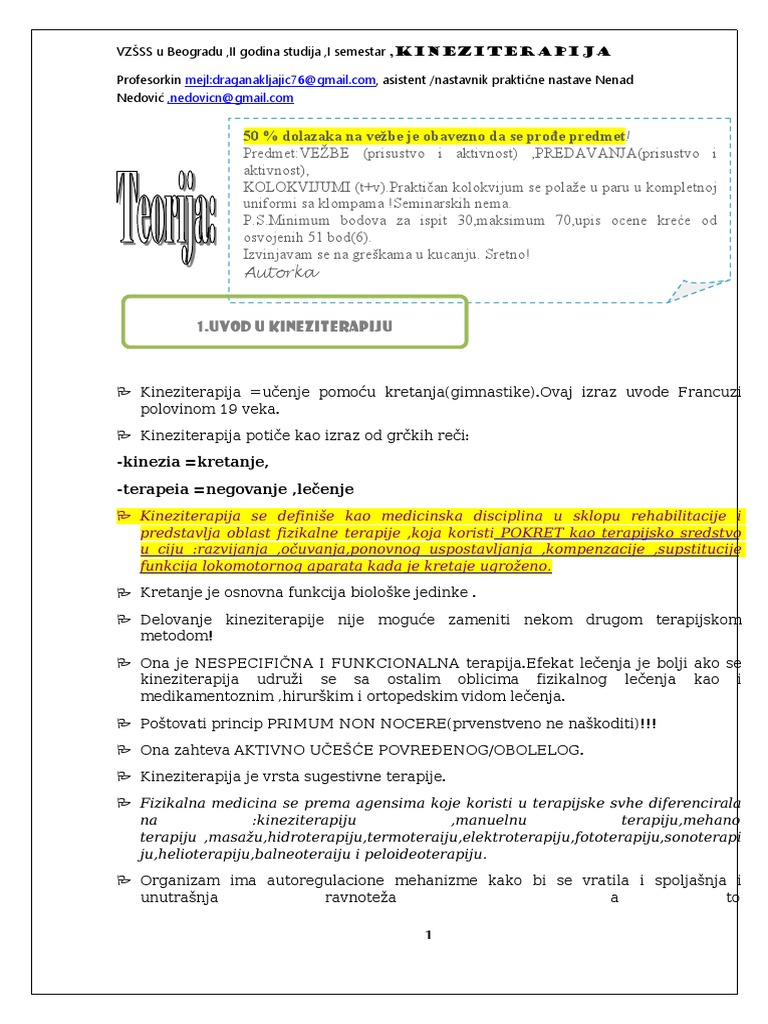 Kineziterpija Skripta Moja Teorija | PDF