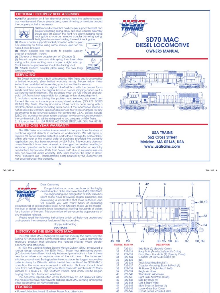 SD 70 Manual | PDF | Locomotives | Truck