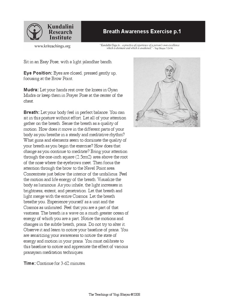 Breath Awareness Exercise | PDF | Meditation | Kundalini