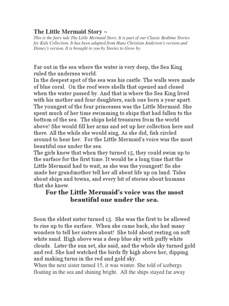 The Little Mermaid Story | PDF | Mermaid