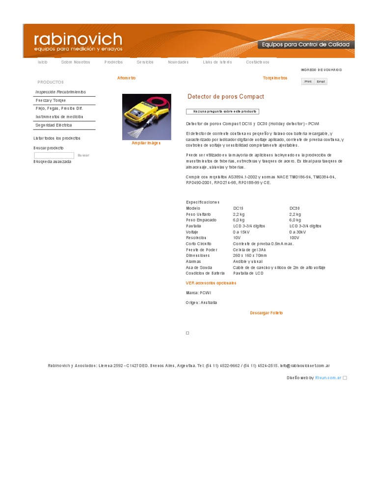 Detector de Poros Compact DC15/DC30 | PDF | Pantalla de cristal líquido ...