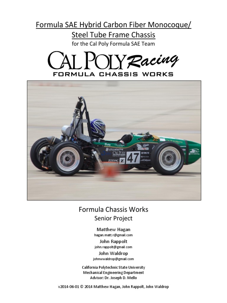 Formula SAE Hybrid Carbon Fiber Monocoque - Steel Tube Frame Chas PDF ...