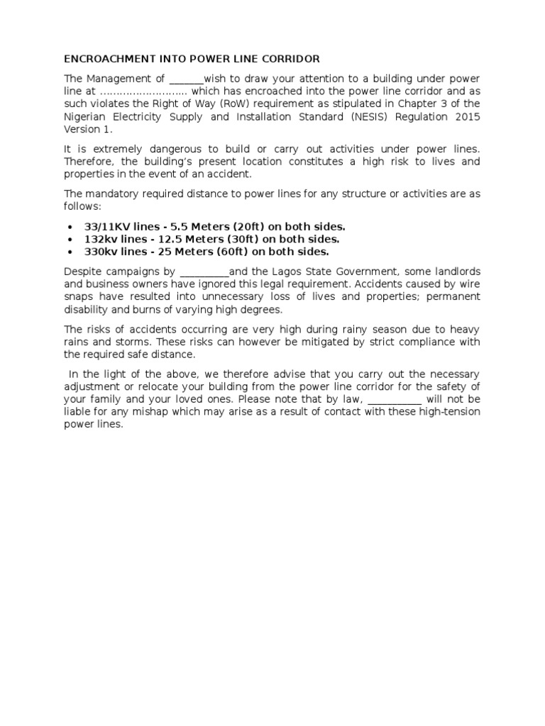 Notice of Power Line Encroachment | PDF | Science & Mathematics