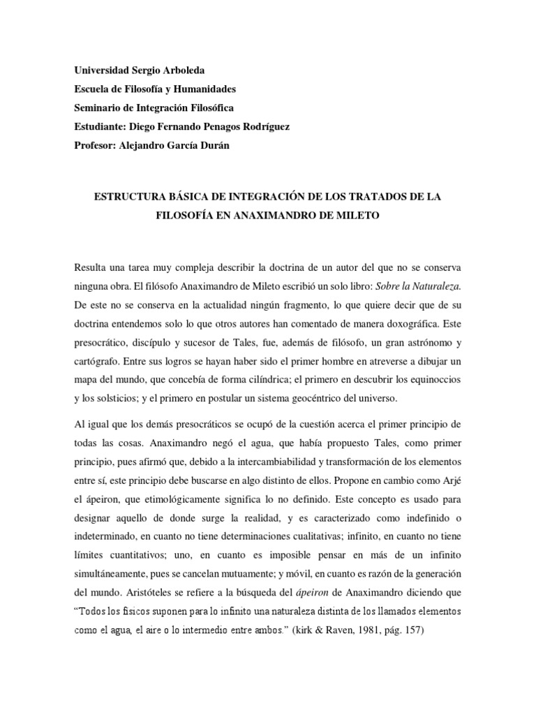Anaximandro | PDF | Epistemología | Metafísica