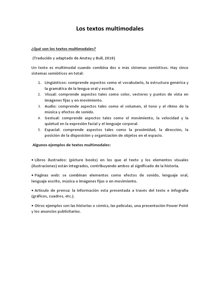 Textos Multimodales: Definición y Ejemplos | PDF | Red mundial ...