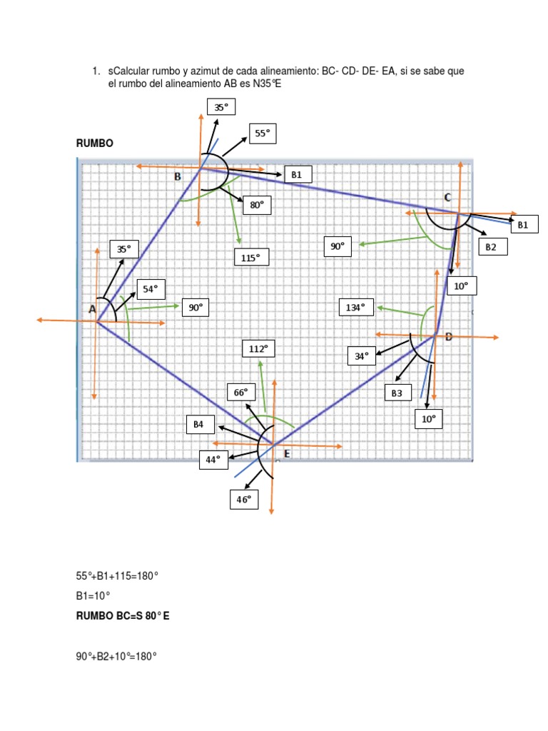Calculo Del Rumbo y Azimut y Cordenadas-Jose Luis Sanabria | PDF ...