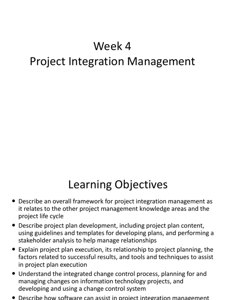 Project Integration Management Advanced Project Management Lecture Slides PDF | PDF | Project ...