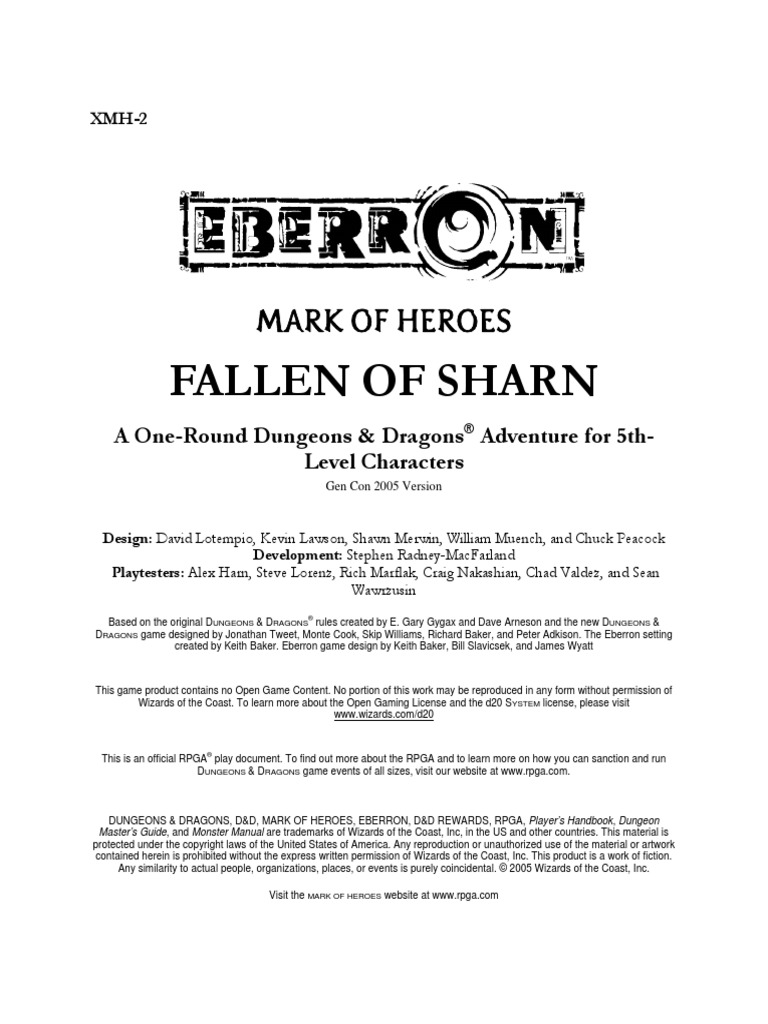 XMH-2 Fallen of Sharn | PDF | Dungeons & Dragons | Wizards Of The Coast