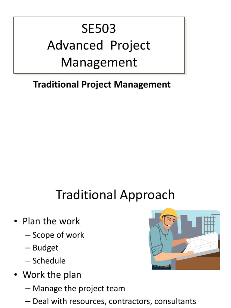 Traditional Project Management Advanced Project Management Lecture Slides | PDF | Project ...