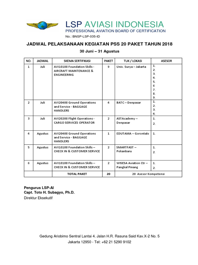 Jadwal Pelaksanaan PSS 2018 | PDF | Aeronautics | Aircraft