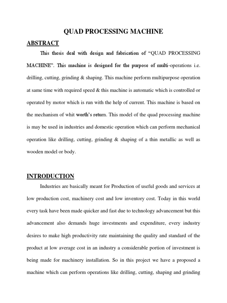 Quad Processing Machine | PDF | Grinding (Abrasive Cutting) | Metalworking