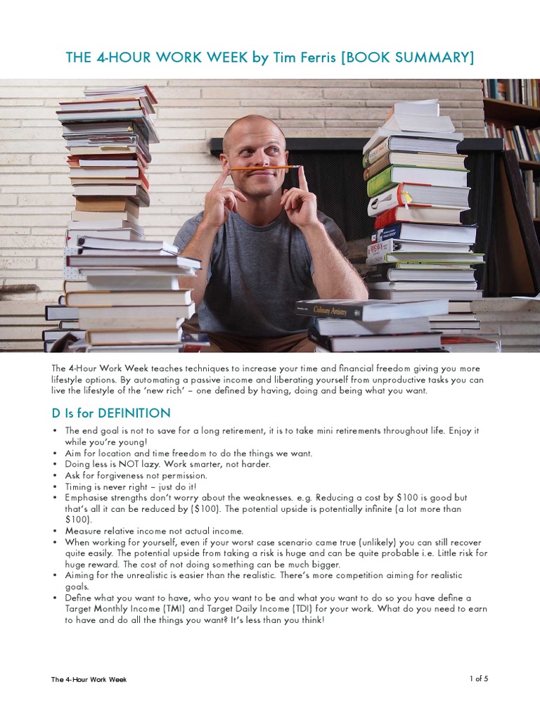 The 4 Hour Work Week Book Summary | Download Free PDF | Business ...