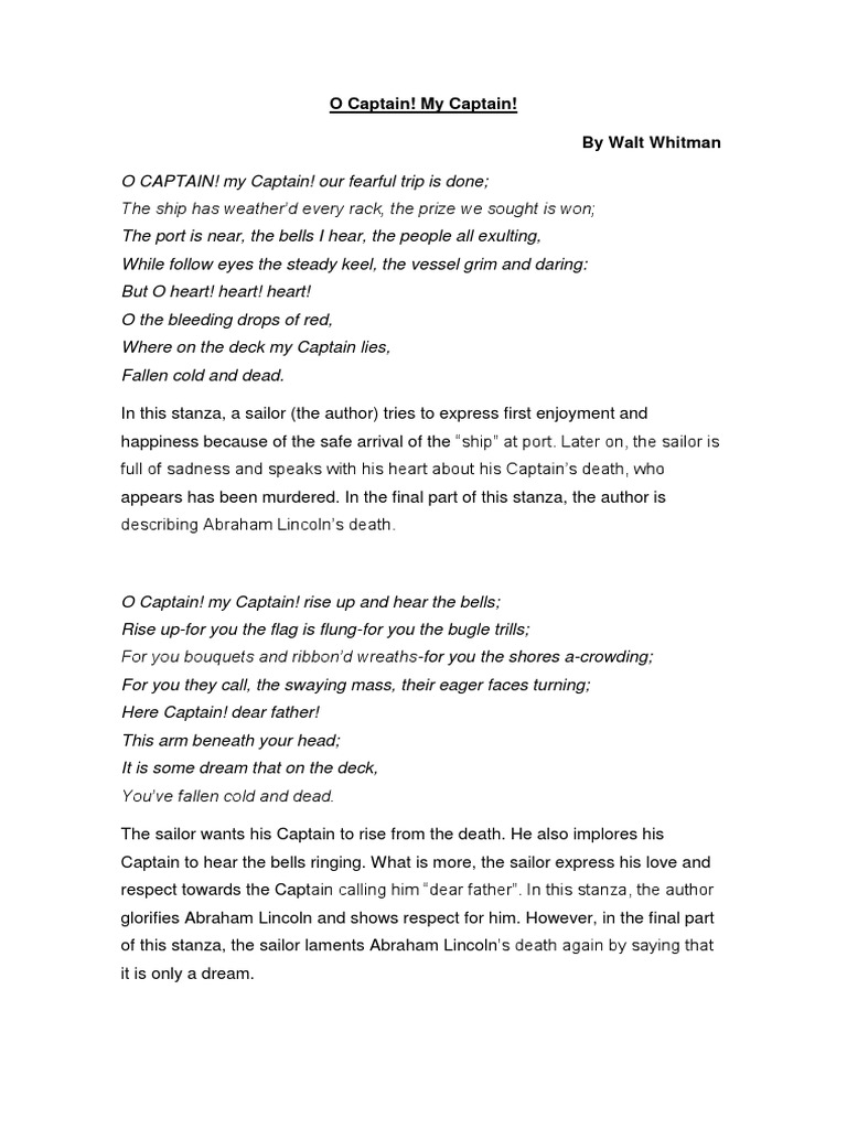 O Captain My Captain summary