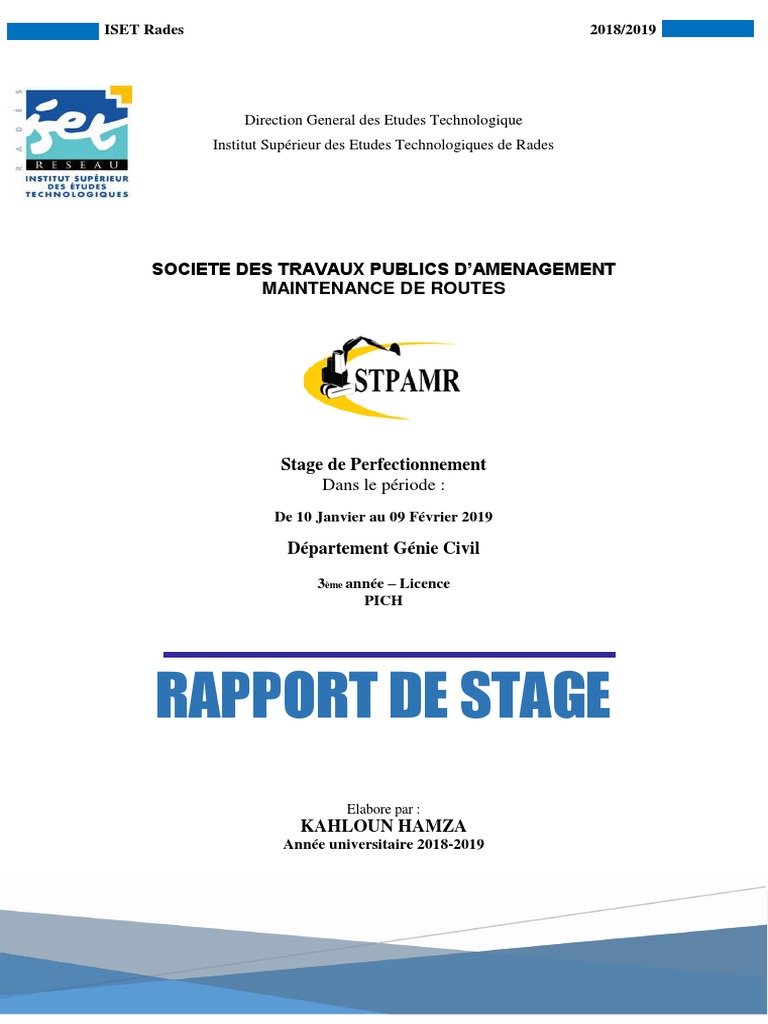 Rapport de Stage | PDF | Matériaux de construction | Ingénierie civile
