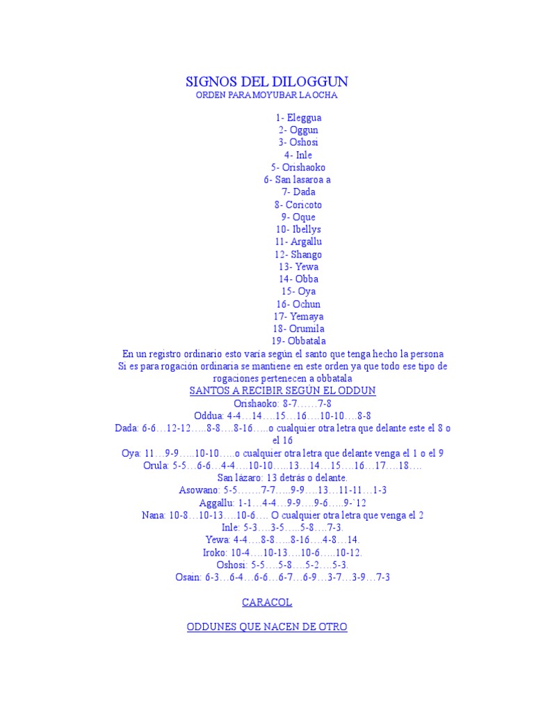 Signos Del Diloggun | PDF | Muerte | Pollo