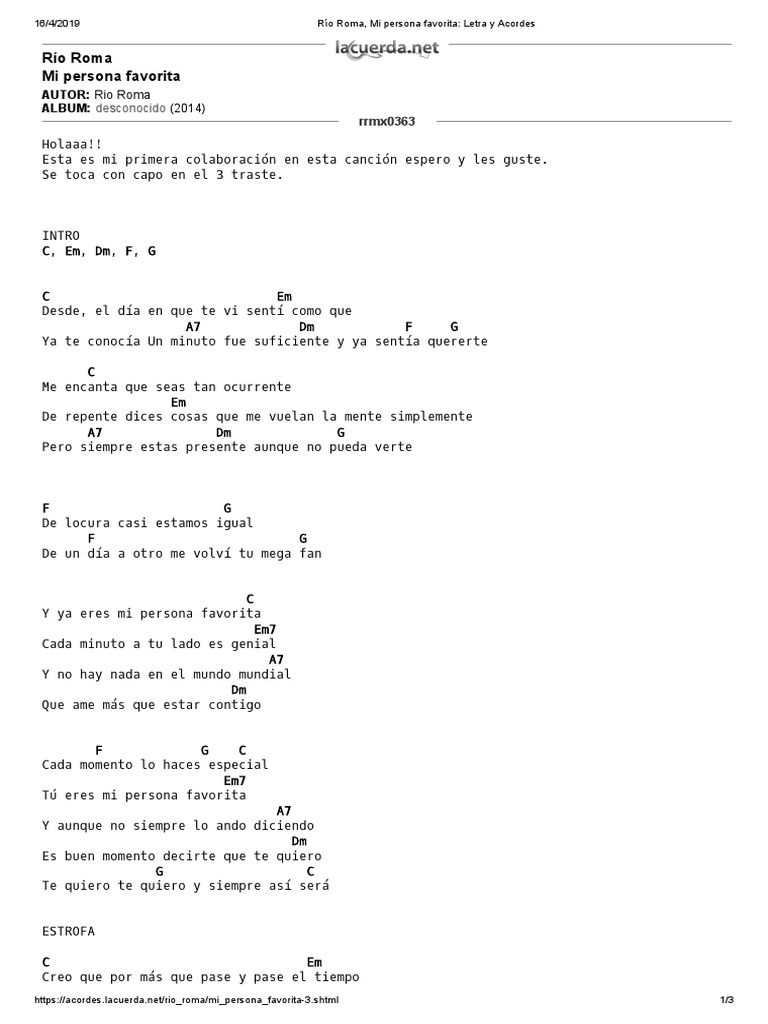 Mi Persona Favorita_ Letra y Acordes | Música grabada | Álbumes