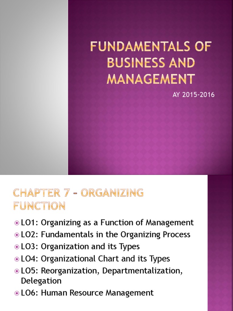 Chapter 7 - Organizing Function | PDF | Resource | Human Resource ...