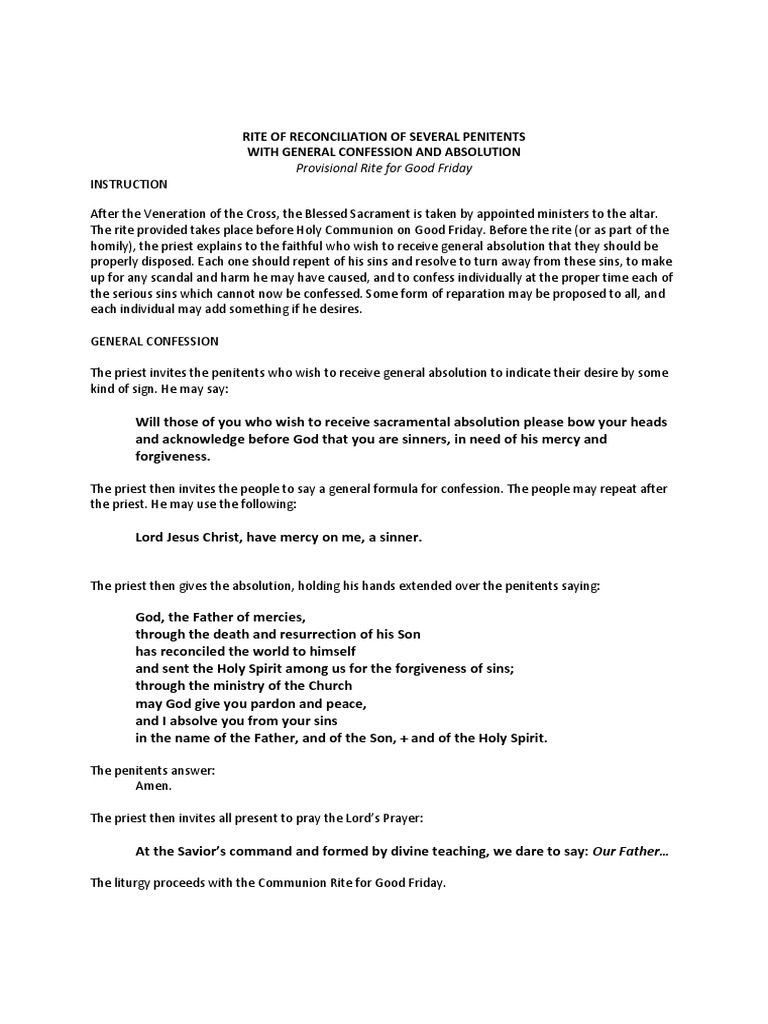 General Absolution (Adapted From The Collectio Rituum) | PDF