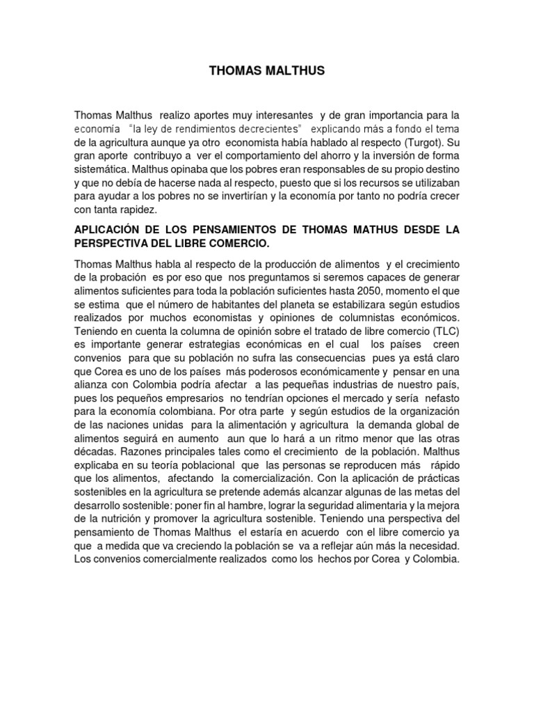 Thomas Malthus | PDF | Población | Desarrollo sostenible