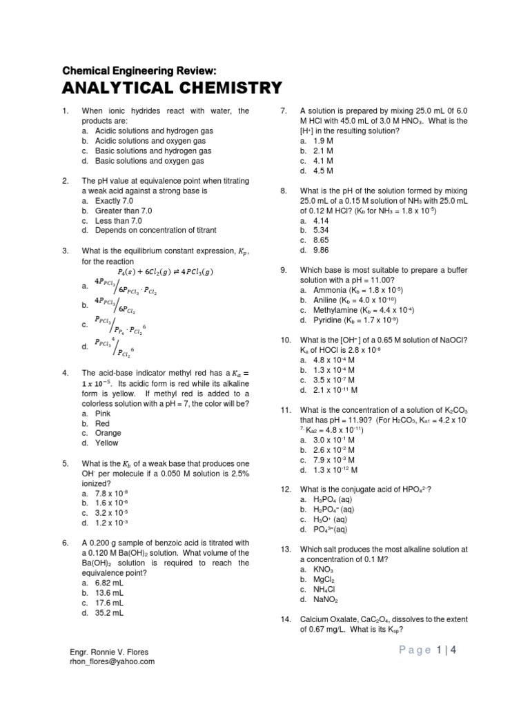 AnaChem Problems | PDF | Titration | Chemistry