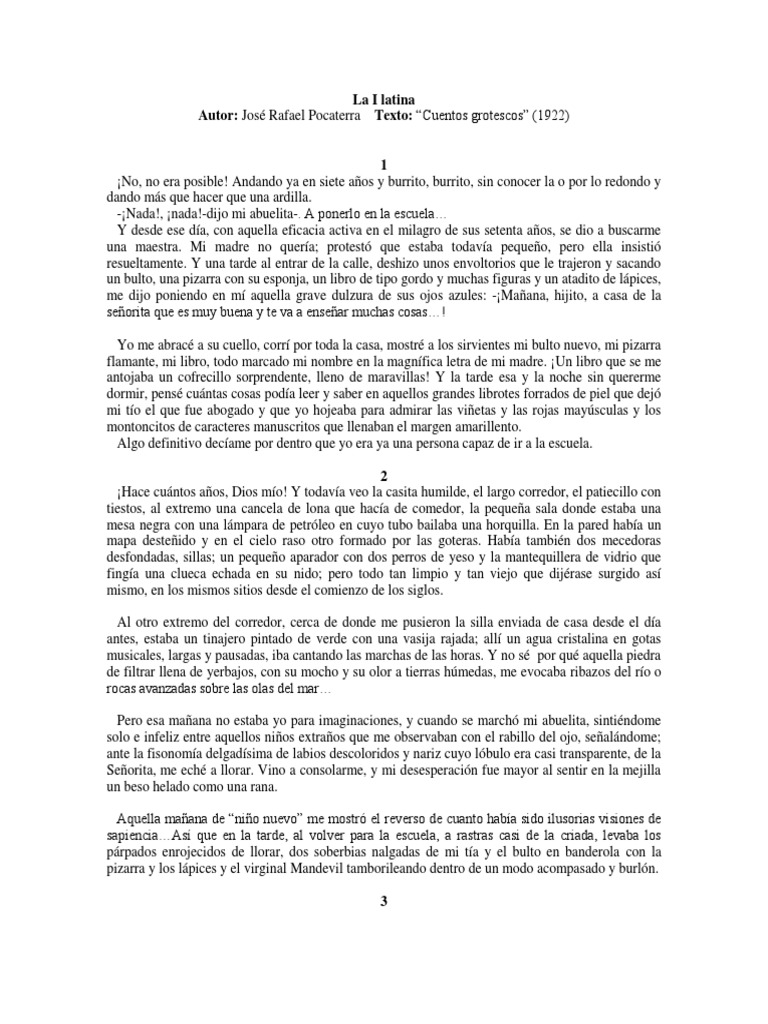 La I Latina (Cuento) | PDF | Naturaleza