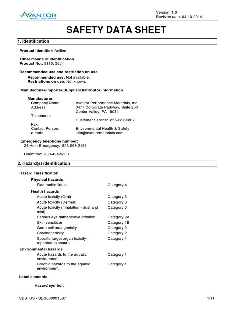 Safety Data Sheet: 1. Identification | PDF | Toxicity | Firefighting