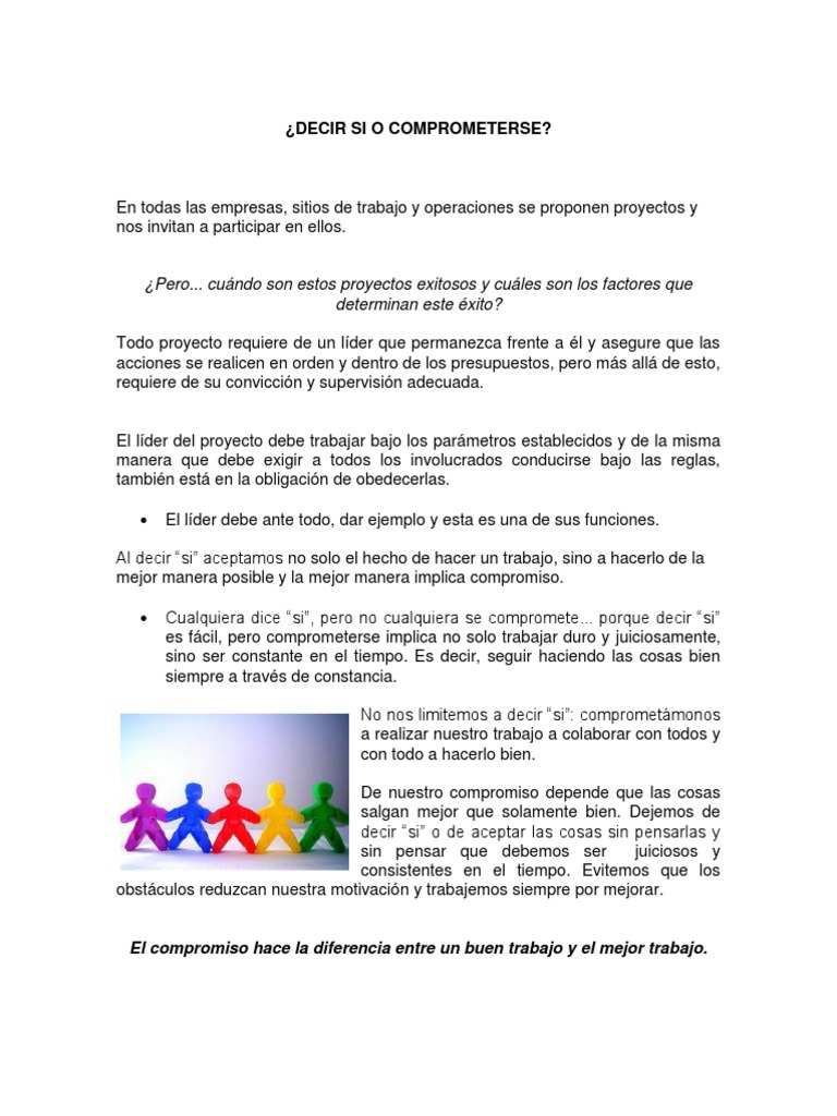 Decir Si o Comprometerse | PDF
